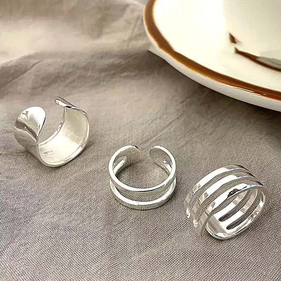 Stampd | Jewelry | Sterling Silver Minimalist Three Piece Ring Set ...